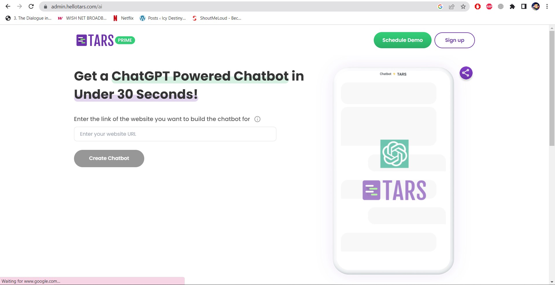 Introducing Tars Prime: Build Your Own ChatGPT-Powered AI Chatbot within Seconds - Tars Blog